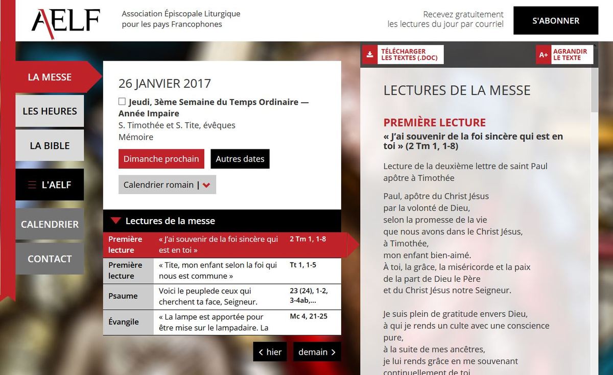 Lire la Bible sur Internet et s'abonner aux lectures du jour ...